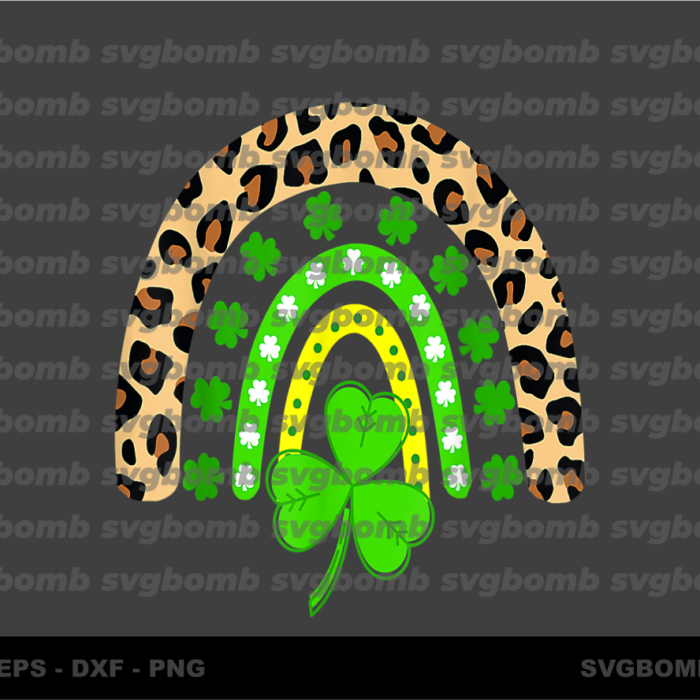Rainbow Leopard Shamrock Lucky PNG for St. Patrick's Day.